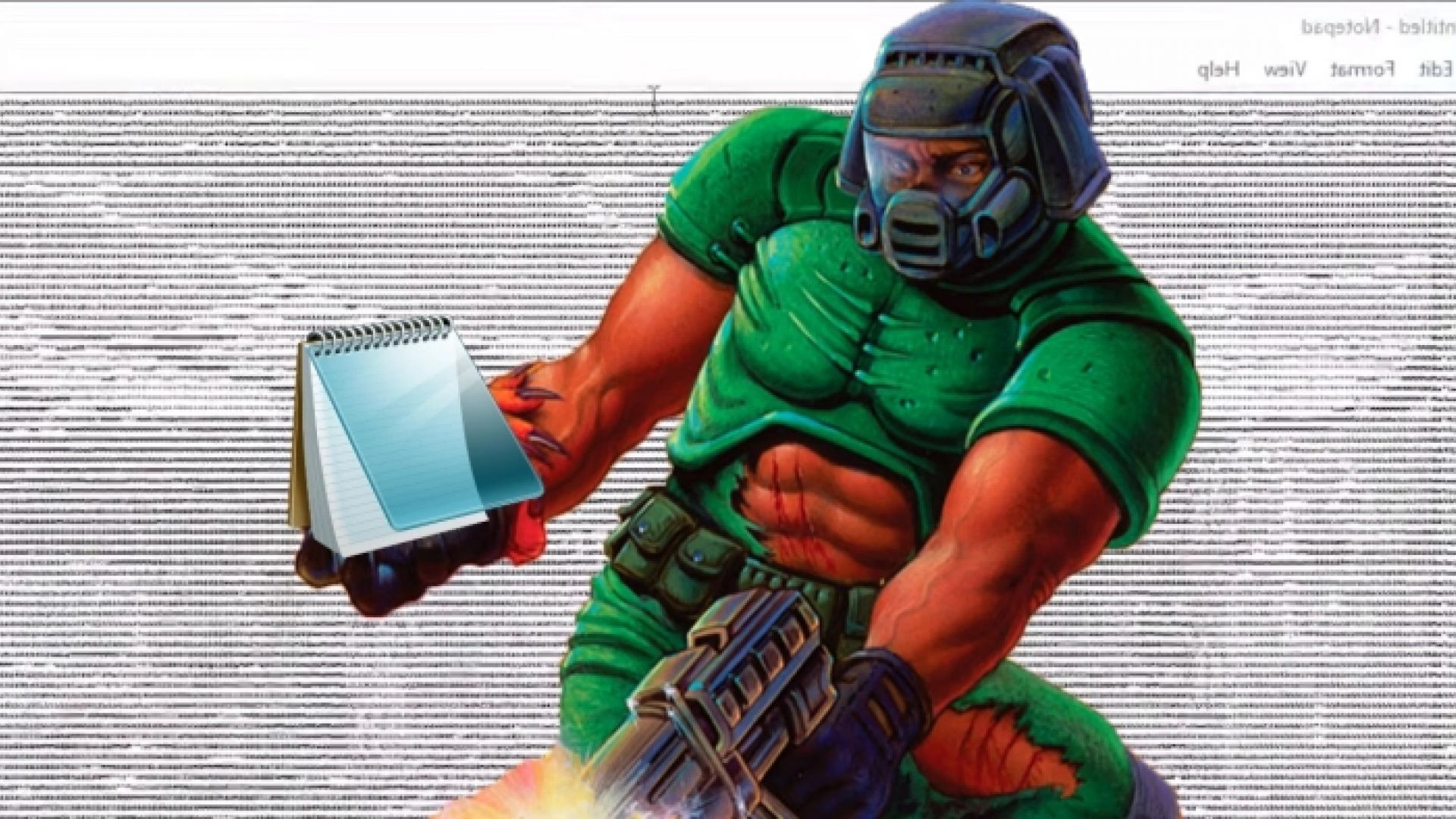 Ki nem találnád, hol fut a Doom! A Notepad szerkesztőjében...